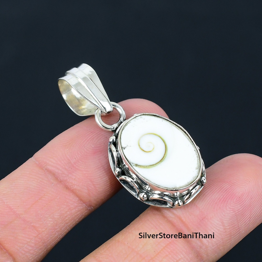 Natural Shiva Shell Pendant: Sterling Silver Boho Necklace - Etsy