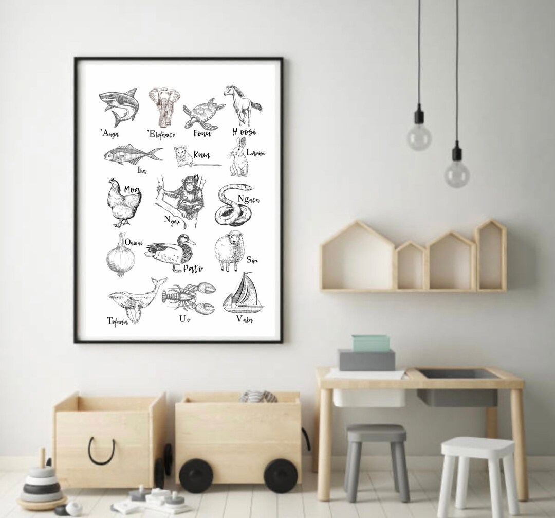 Tongan Alphabet Poster Black and White - Etsy
