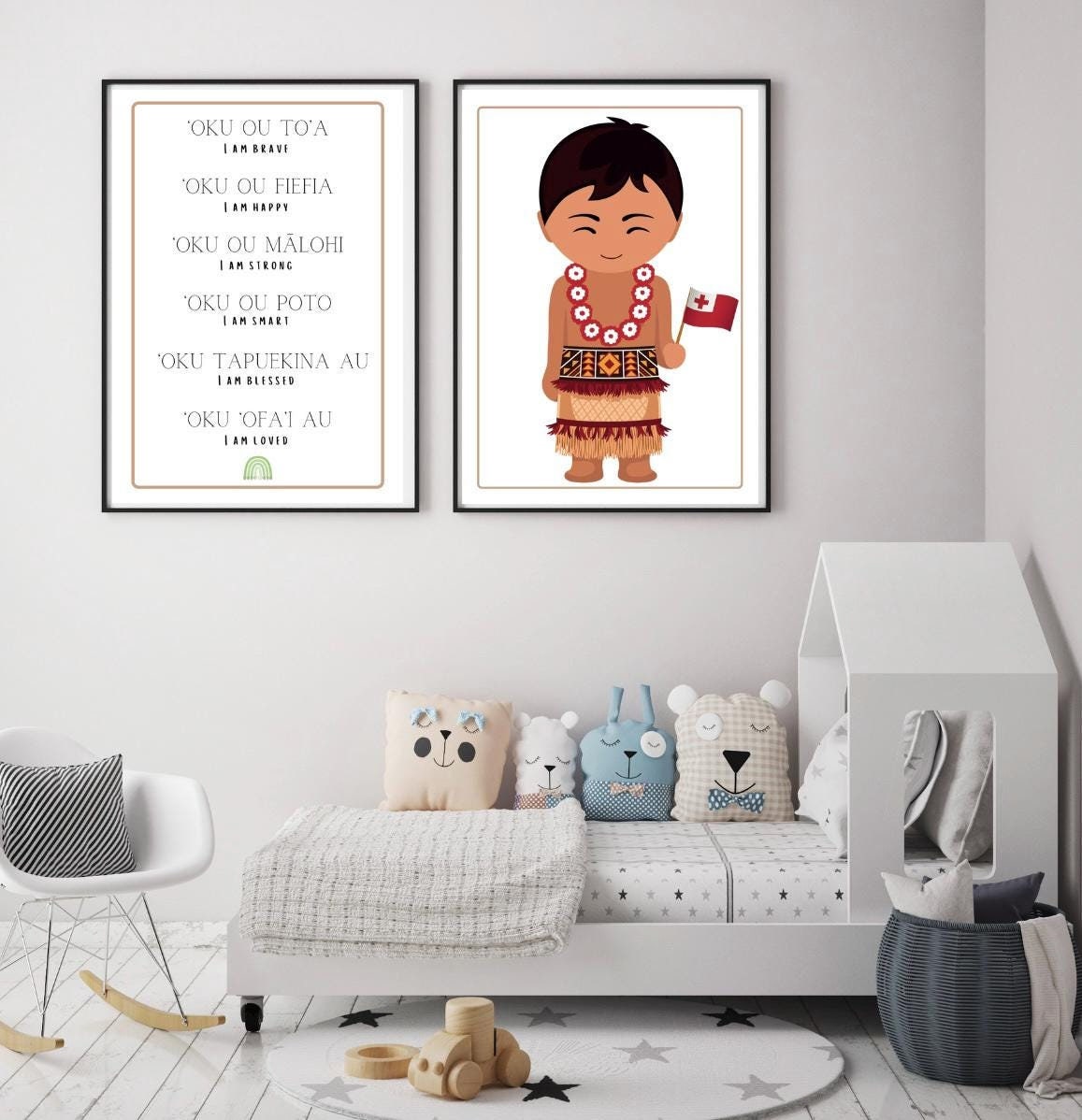 Tongan Affirmation Wall Art for Tamaiki | Modern Tongan Nursery Print ...