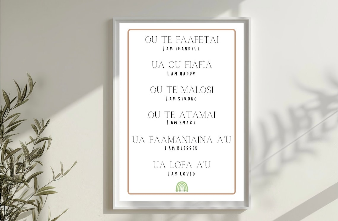 Samoan Affirmations & Samoan Character Poster - Etsy