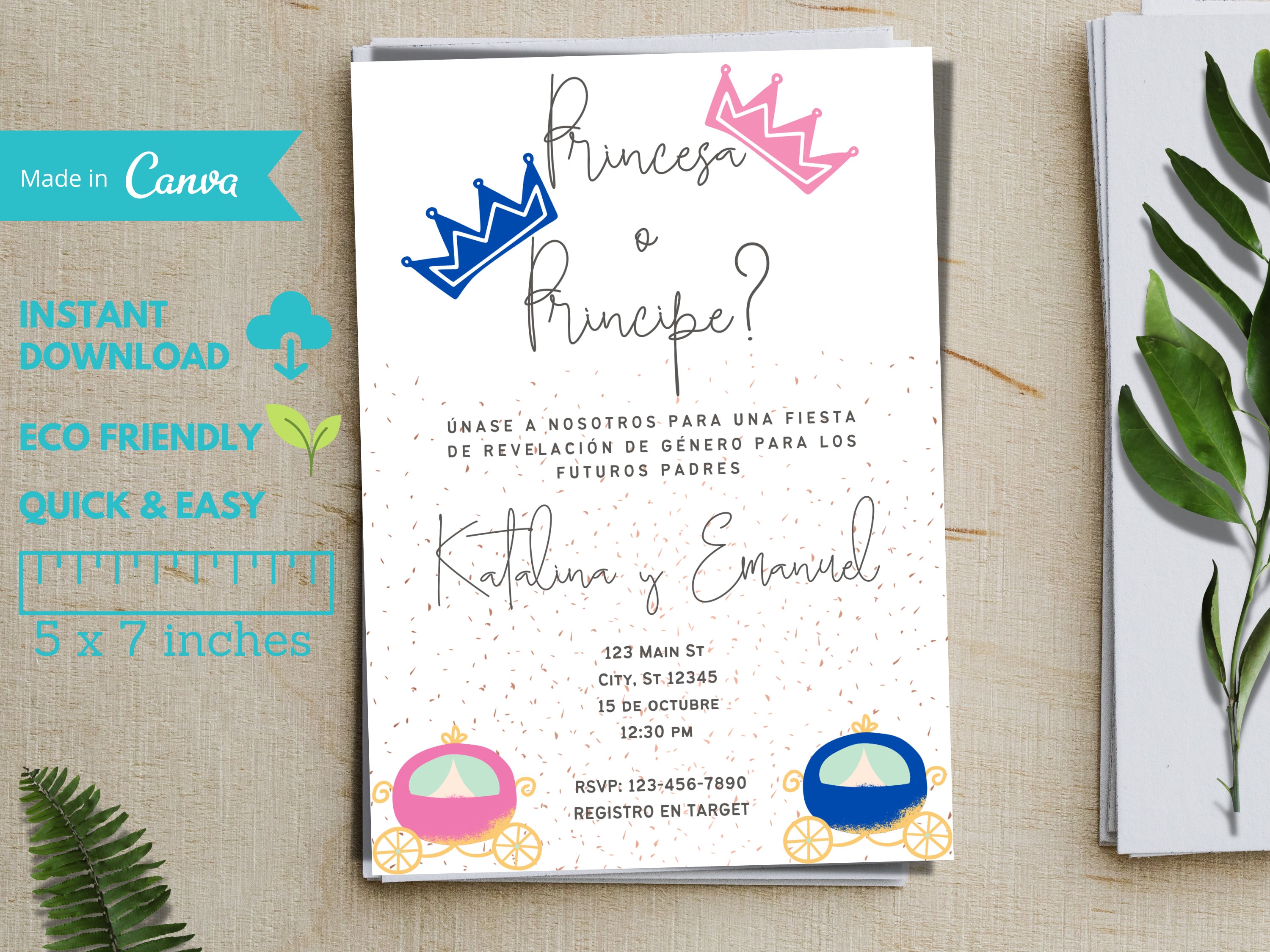 Spanish Gender Reveal Invitation, Invitacion De Revelacion De Genero ...