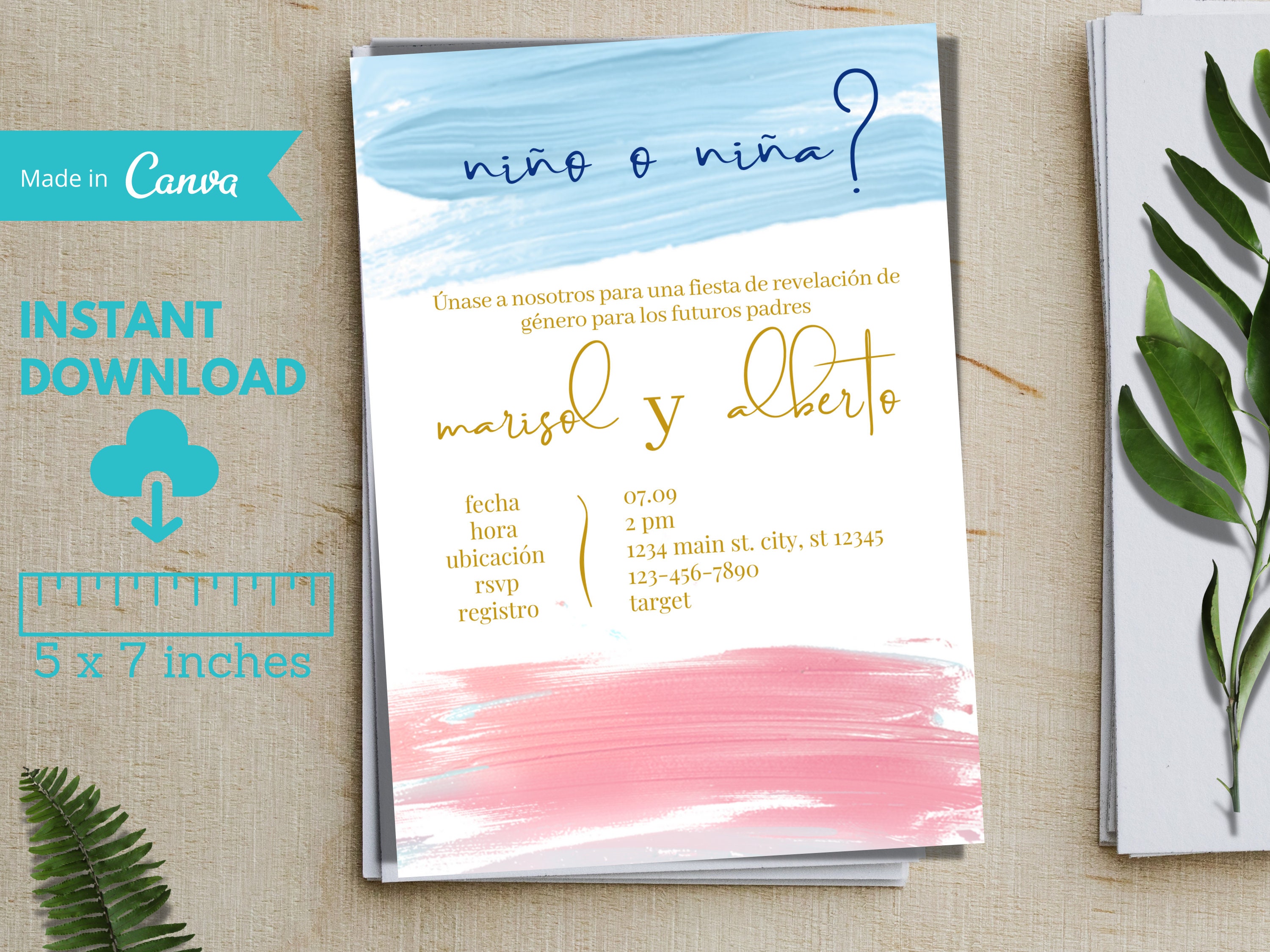 Spanish Gender Reveal Invitation, Invitacion De Revelacion De Genero ...