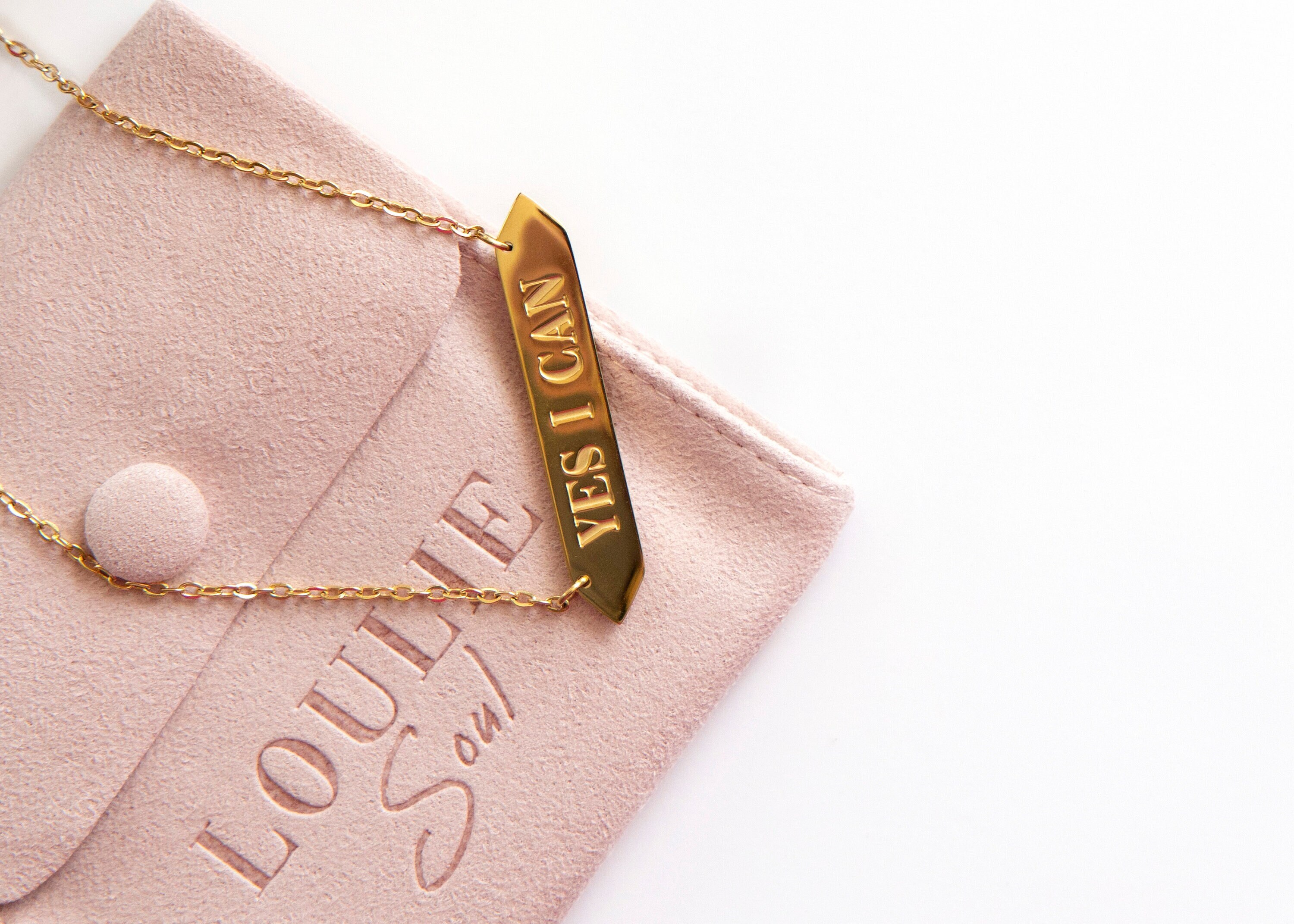 Engraved "yes I Can" Motivational Pendant Necklace Gold or Silver ...