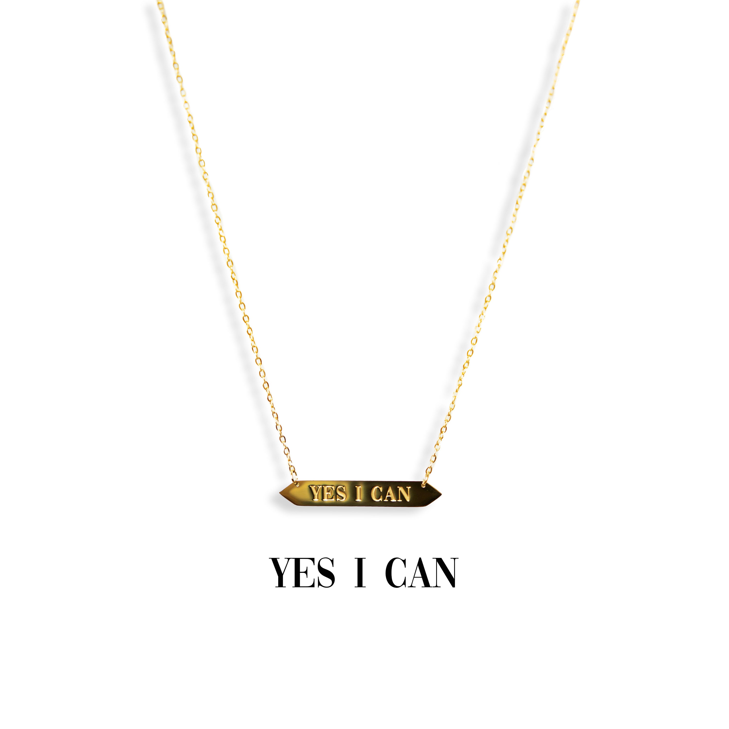 Engraved "yes I Can" Motivational Pendant Necklace Gold or Silver ...