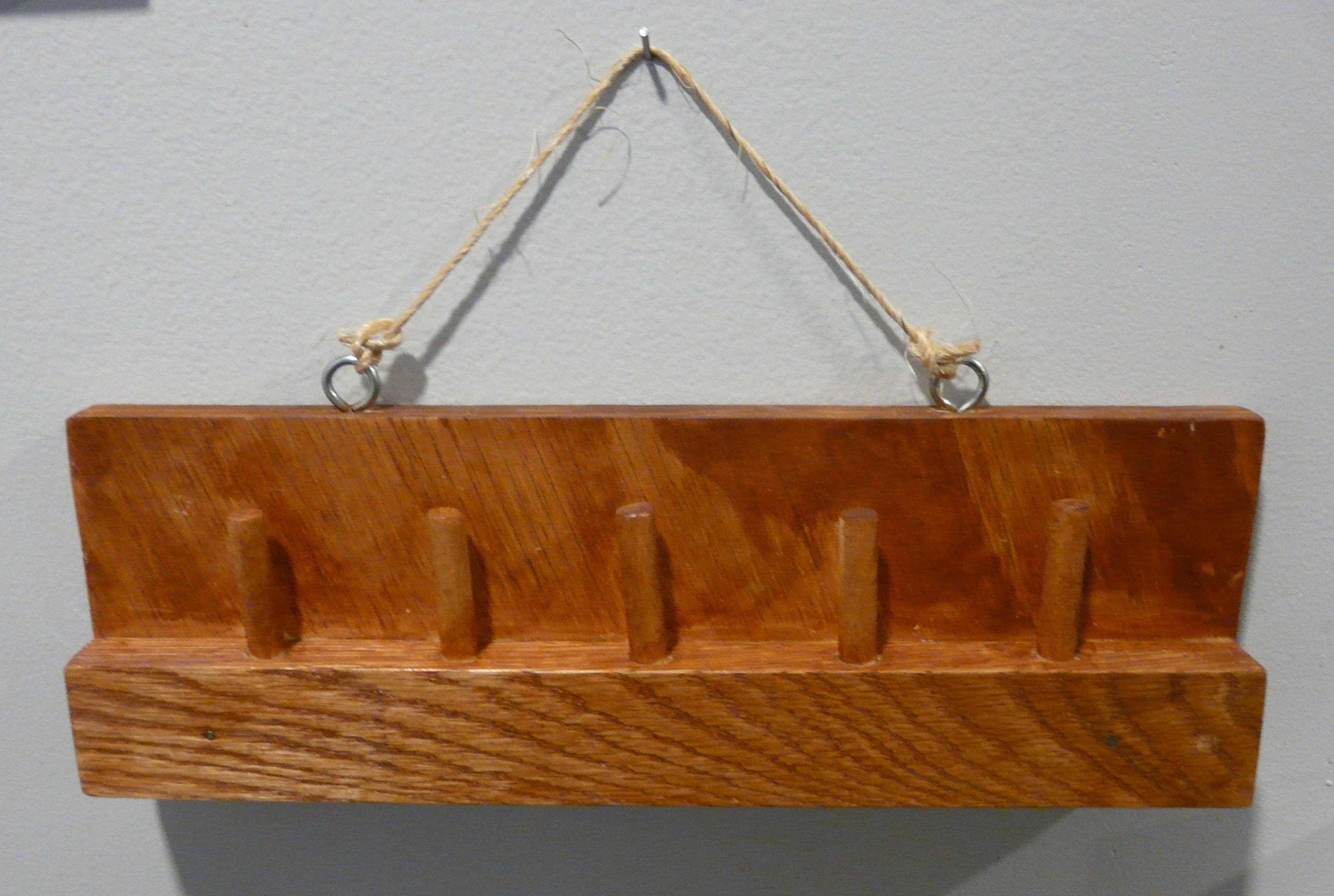 Simple Handmade Rustic Key Holder 5 Hooks Traditional Cherry Stain ...