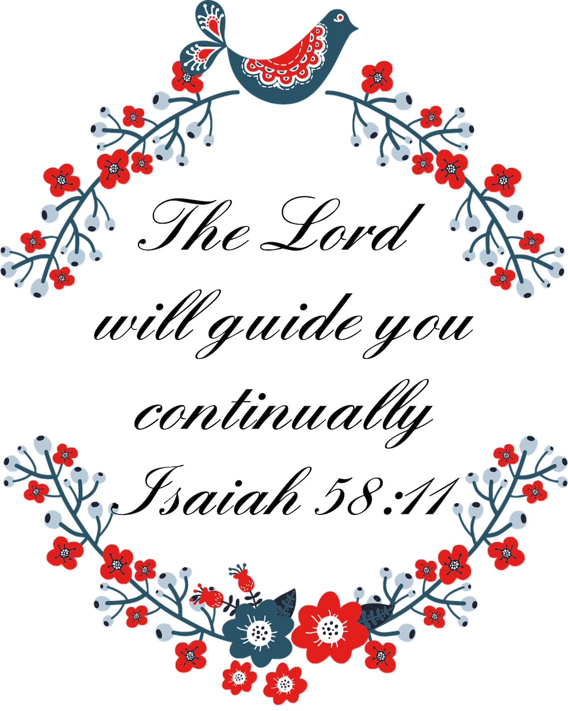 Isaiah 58:11 - the Lord Will Guide You Continually - Calligraphy Print ...