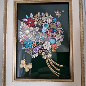Hand Made Vintage Glass Covered Jewelry Picture With Swarovski Crystals ...