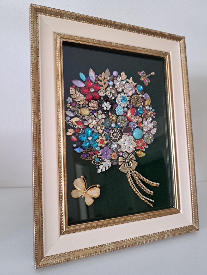 Hand Made Vintage Glass Covered Jewelry Picture With Swarovski Crystals ...