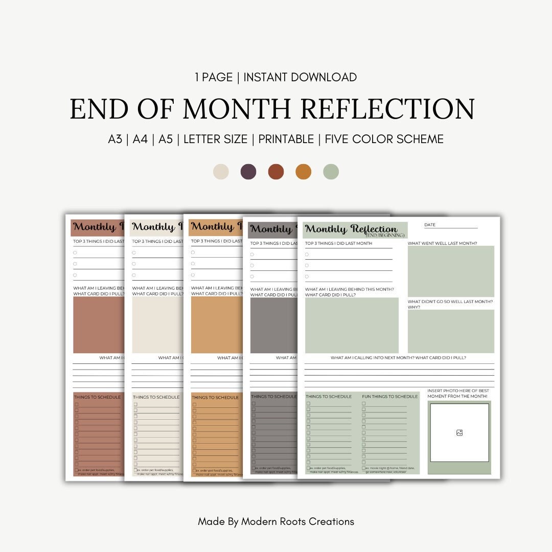 End of Month Reflection Printable Monthly Review Monthly Reflection ...