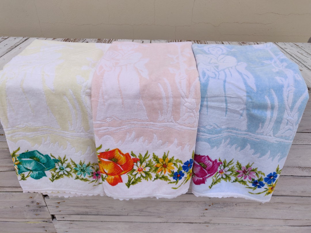 Vintage Cotton Towels, Terry Towels, Bathroom Towels, Towels With ...