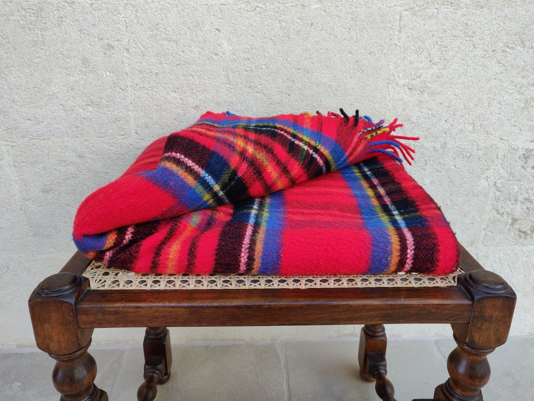 Coperta di lana, Coperta Rossa e blu Vintage, Patrón de tartán - Etsy ...