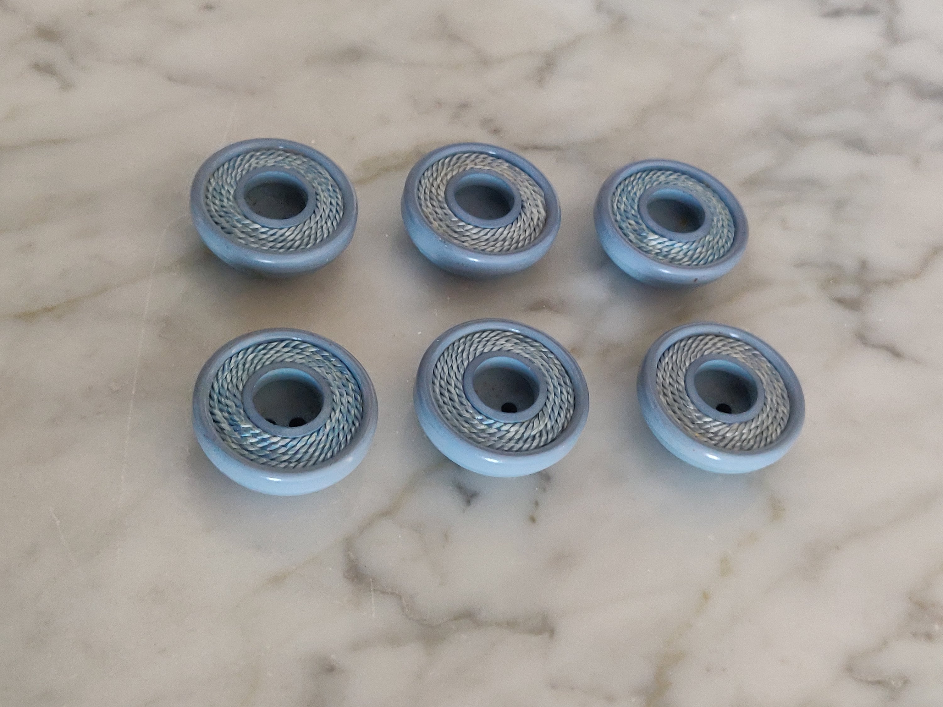 Vintage Italian Pink/powder Blue Buttons With Silk Cord Inside. Vintage ...