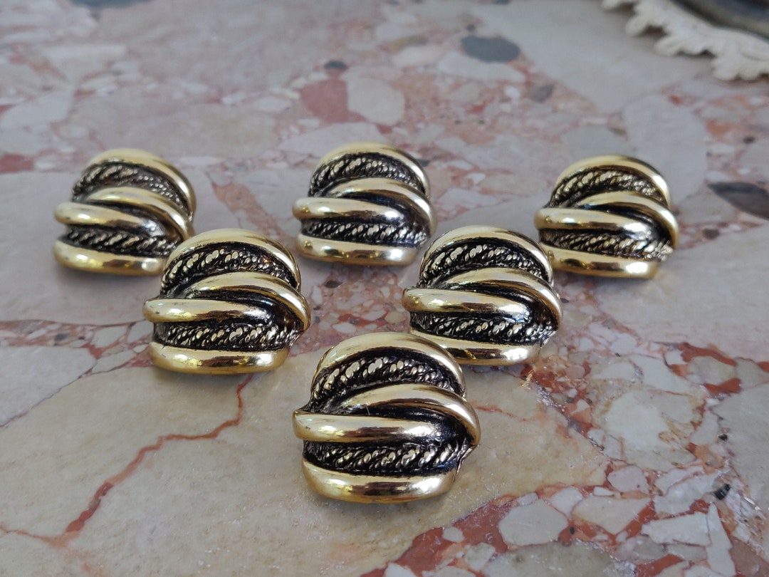 Vintage Golden Buttons, Jewel Buttons, Set of 6 Buttons, 1980s - Etsy