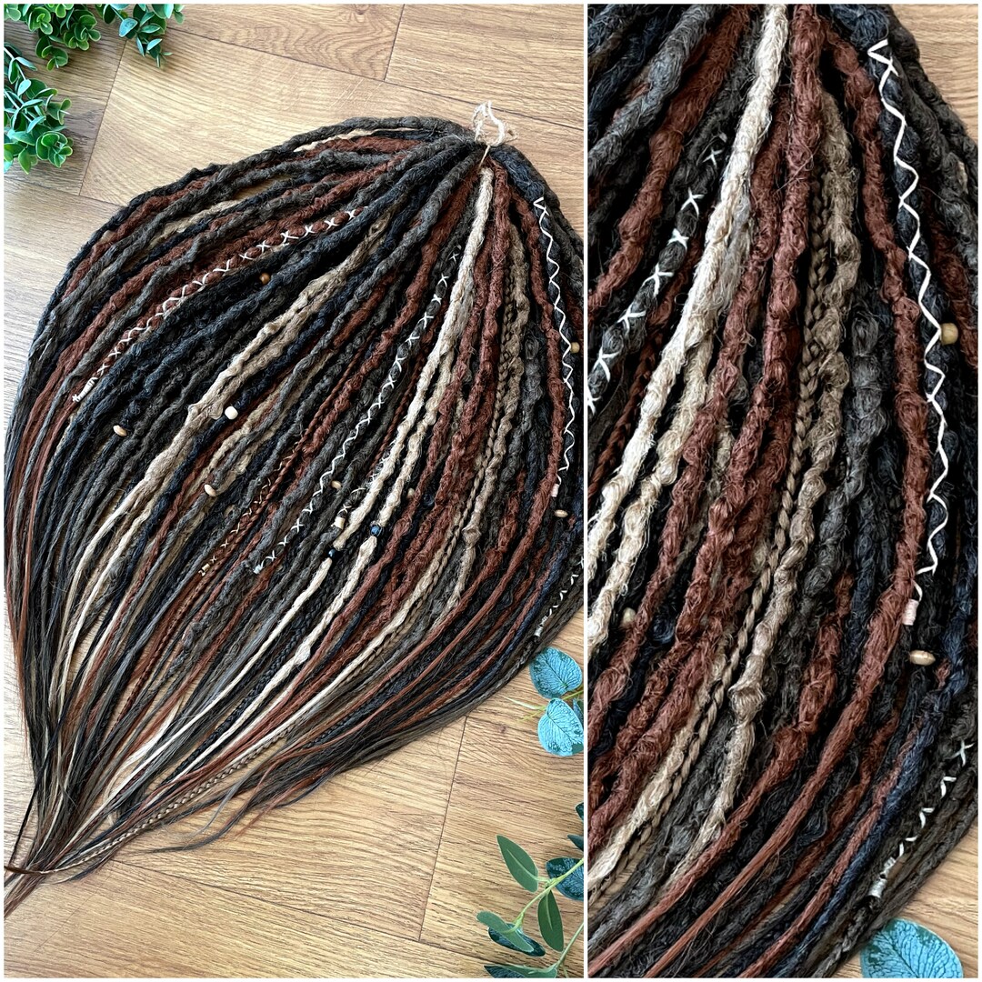Viking Dread Extension, Brown Synthetic Dreadlocks Set, DE Dreads SET ...