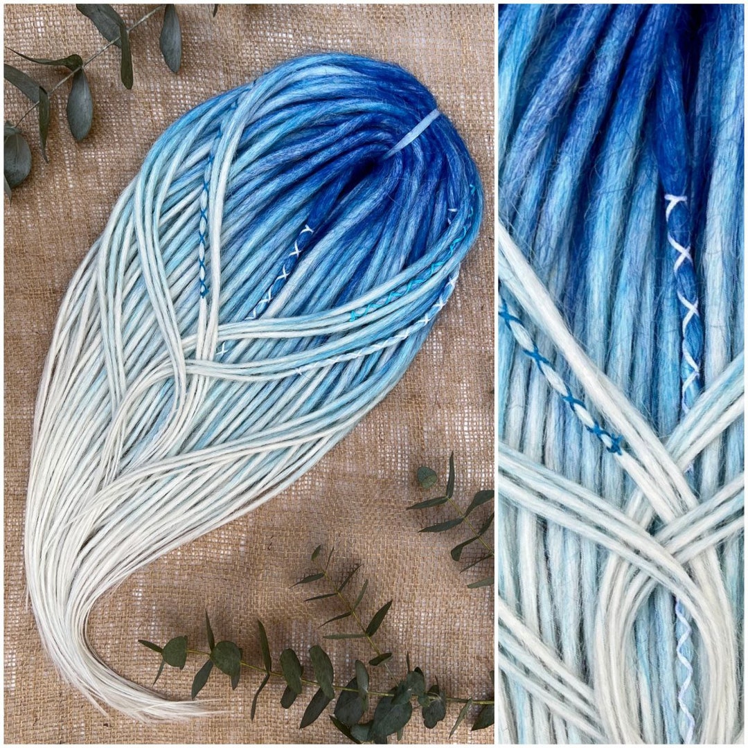 White Blue Ombre Soft Dreadlocks 50 DE, Ready to Ship, Synthetic Hair ...