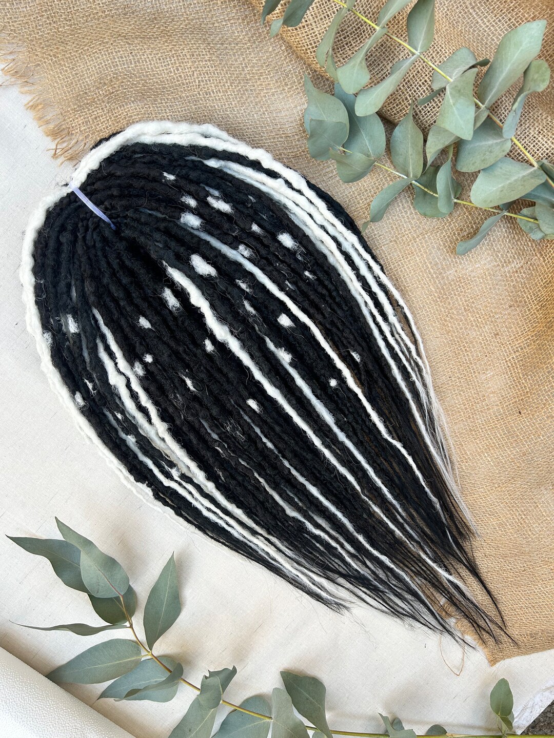 Black and White Dreadlocks Set, Hair Extension, Synthetic Dreadlocks ...