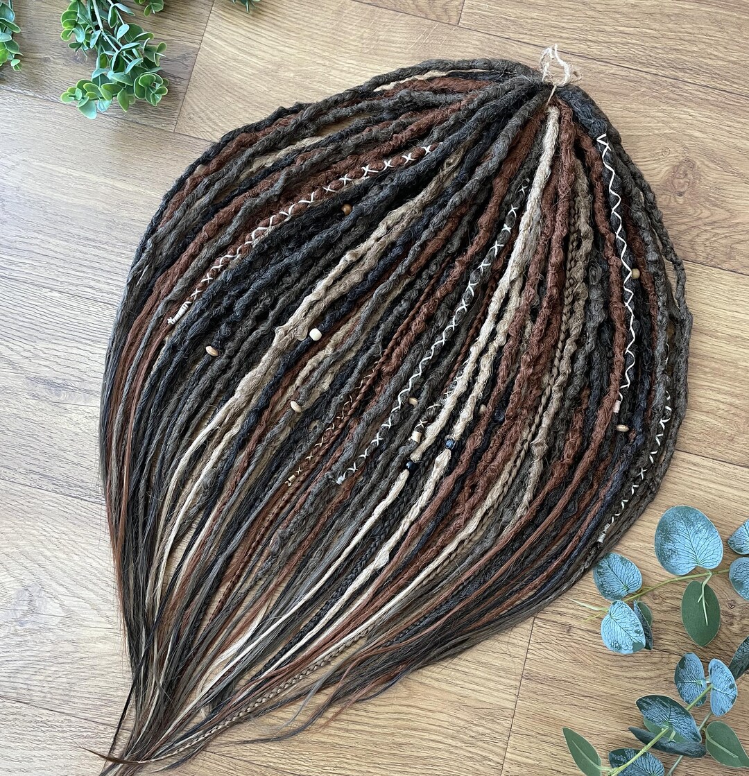 Viking Dread Extension, Brown Synthetic Dreadlocks Set, DE Dreads SET ...