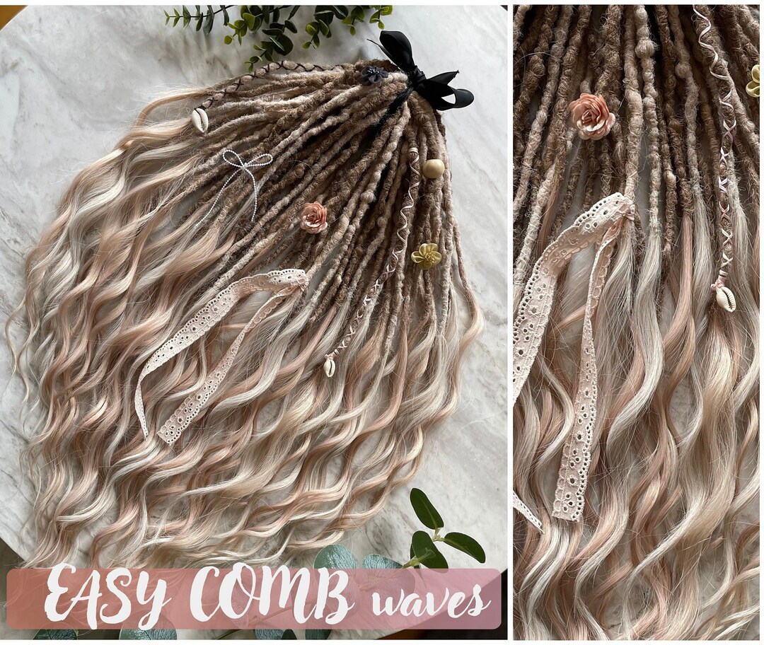 NEW Blonde, Pink Peach DE Loose Wave Locks Dreadlocks, Ombre Curly ...
