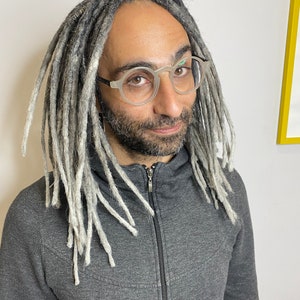 Grey Synthetic Crochet Dreads, Men's Undercut Hairstyle, DE/SE Dreads ...