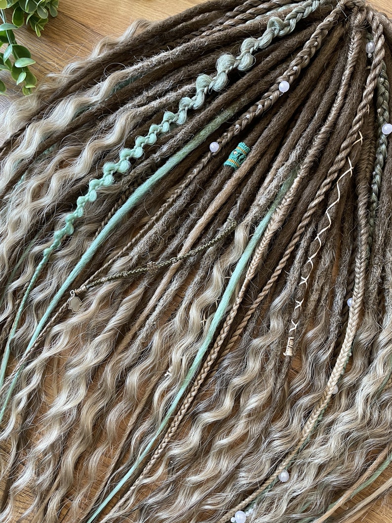 Turquoise Brown Ombre Dreads, Curly Synthetic Extensions, Boho Crochet ...