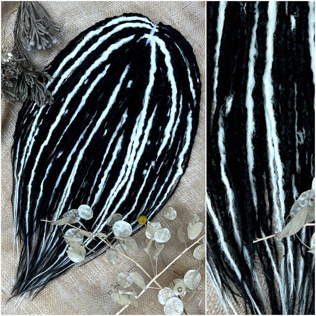 Black and White Dreadlocks Set Hair Extension Synthetic - Etsy