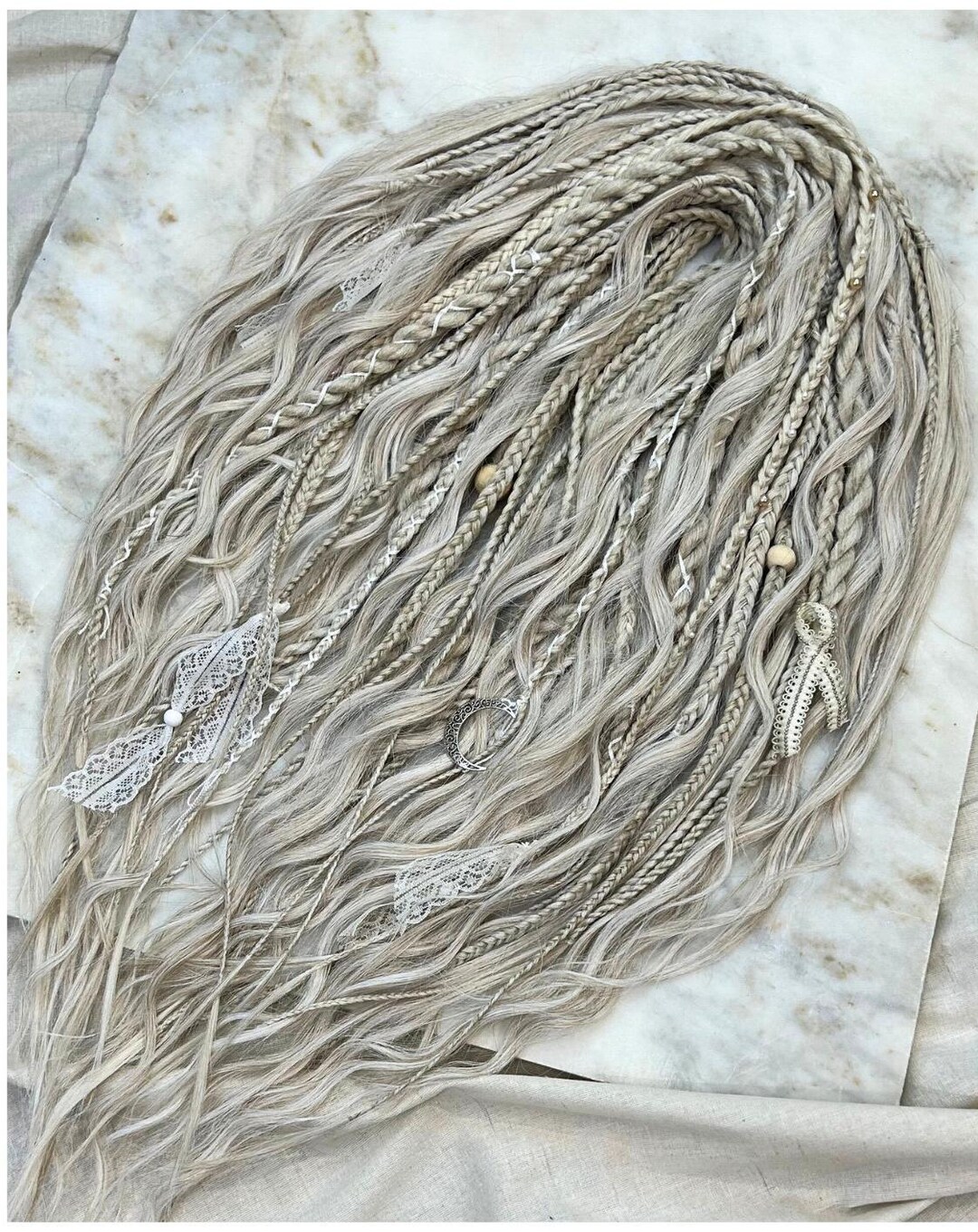 Ash Blonde DE Loose Wave Locks Dreadlocks, Curly Synthetic Dreads ...
