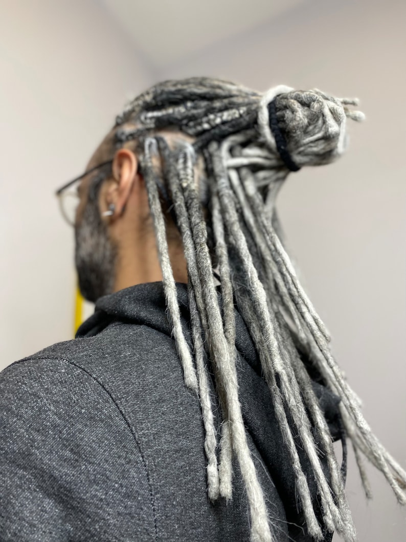 Grey Synthetic Crochet Dreads, Men's Undercut Hairstyle, DE/SE Dreads ...