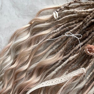 Blonde, Pink Peach DE Loose Wave Locks Dreadlocks, Ombre Curly ...