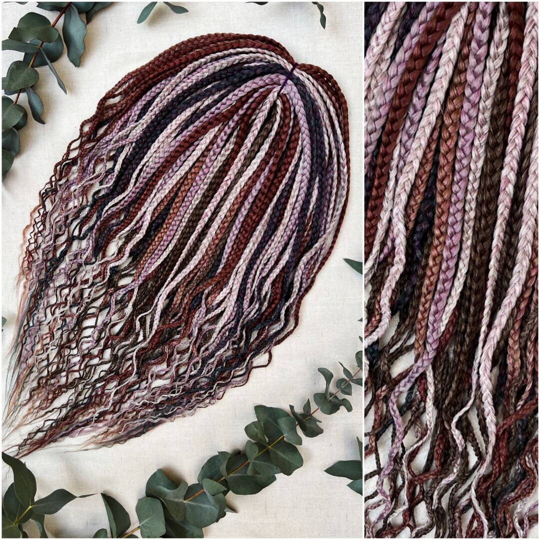 Waves Braids Full Set 55 DE, Ready to Ship, Natural Brown With Lilac ...