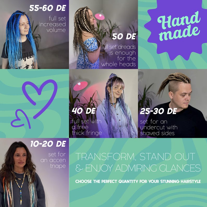 Black Curly Dreads: Synthetic Waved DE & SE Dreadlocks, Boho Viking ...