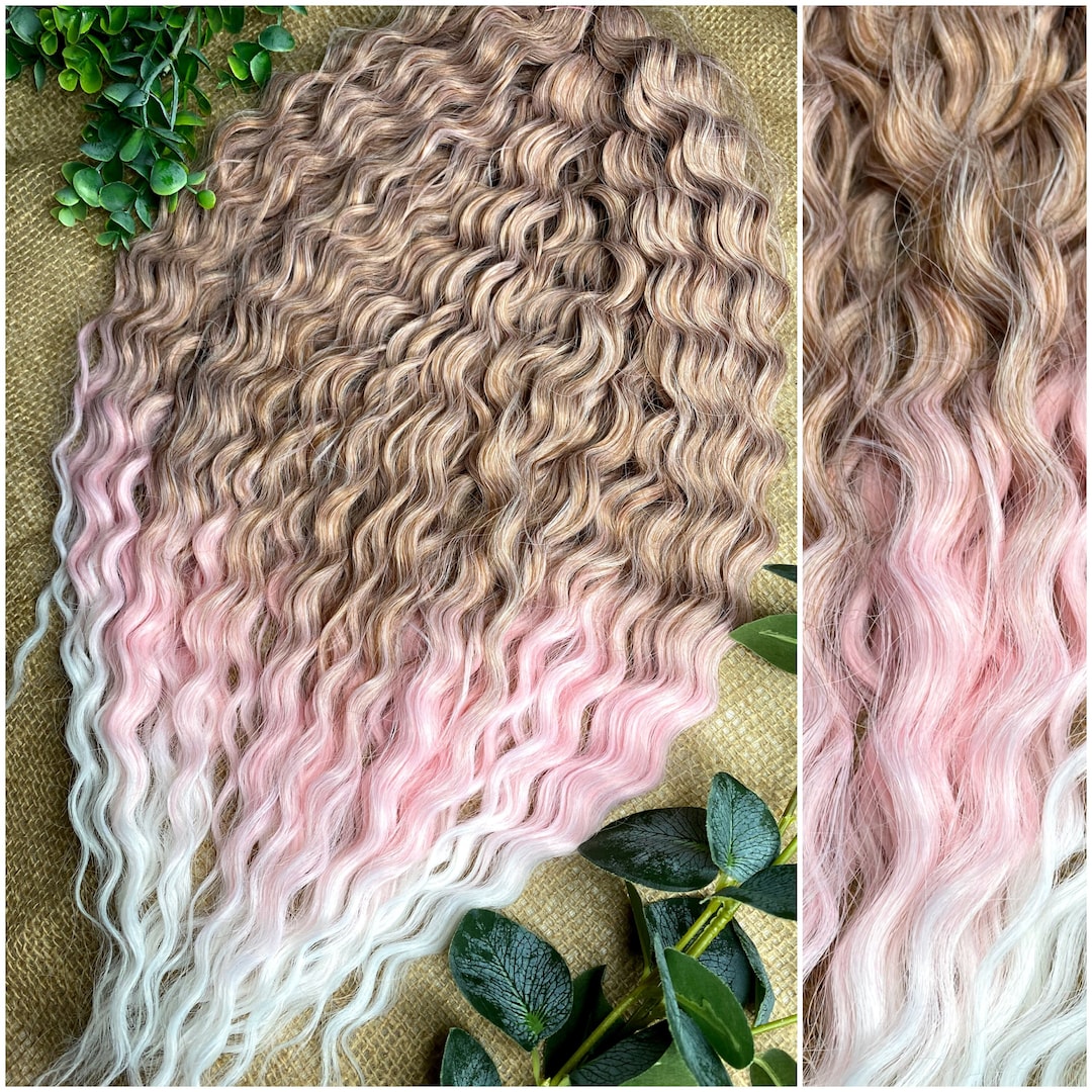 Dreadlock Waves, Dreadlock Curls, Wheat Ombre With Pink, Synthetic Soft ...