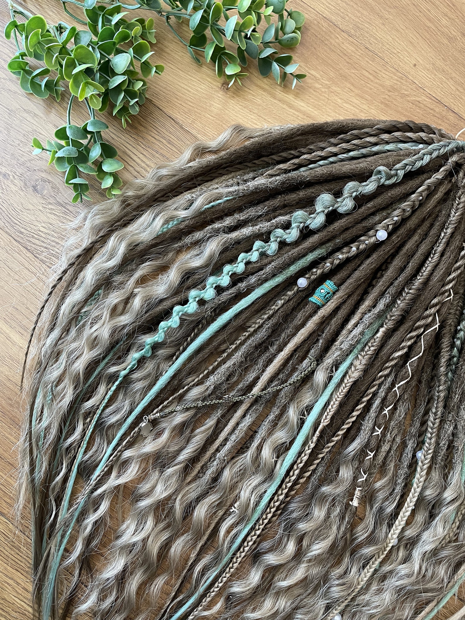 Turquoise Brown Ombre Dreads, Curly Synthetic Extensions, Boho Crochet ...