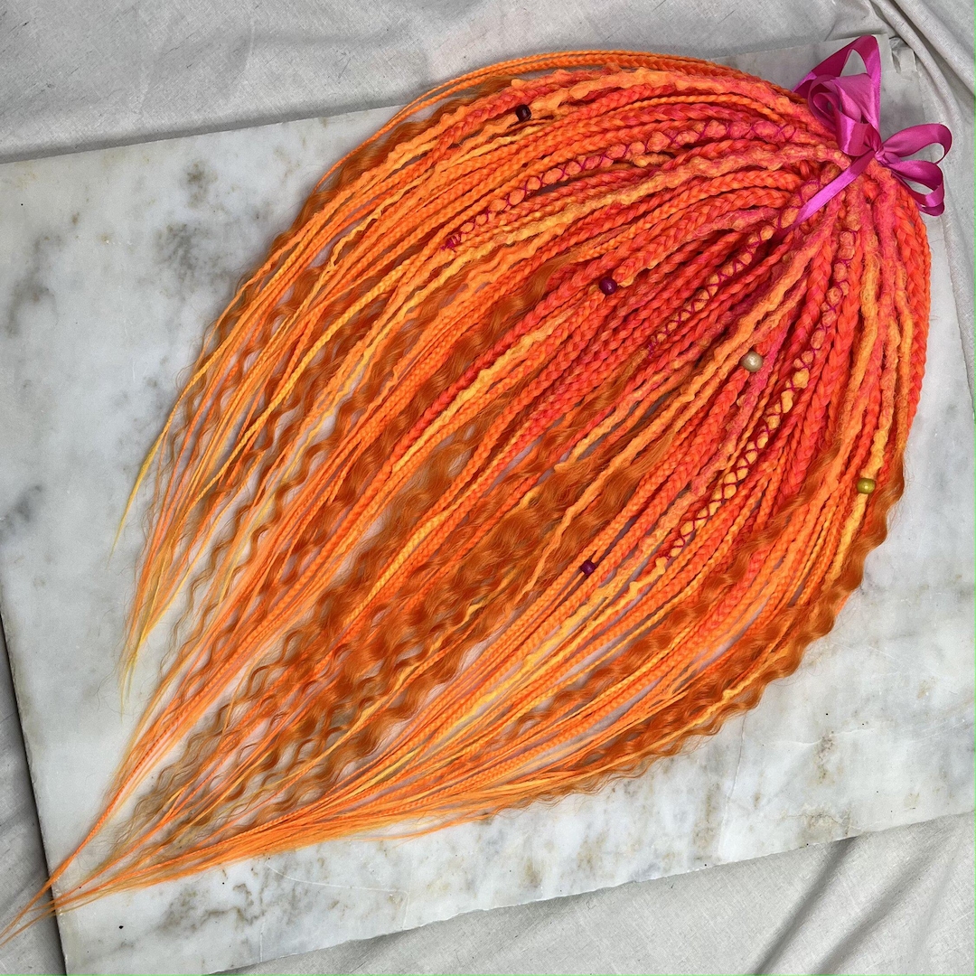 Orange Ombre Dreads Set, Red Yellow Ginger Tones, Viking Boho Hair ...