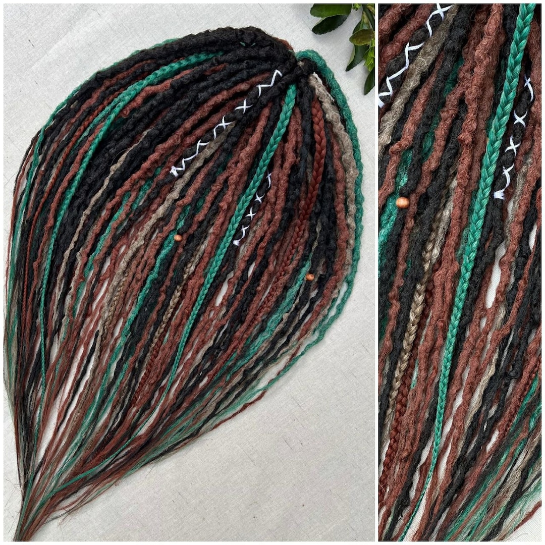 Forest Dreadlocks Extension, Emerald and Brown Synthetic Dreadlocks ...