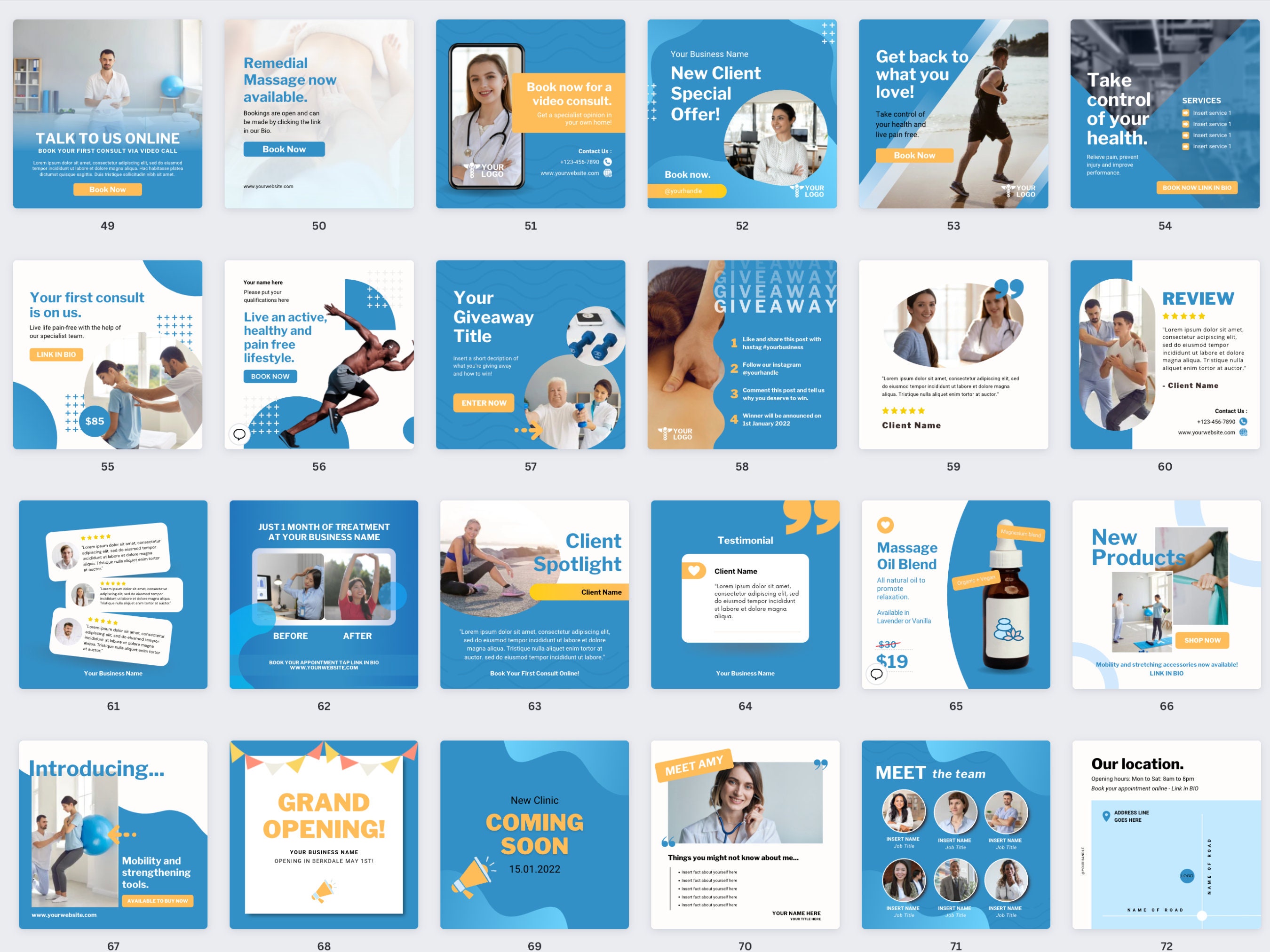 Physio Instagram Template Social Media Canva Templates Posts - Etsy