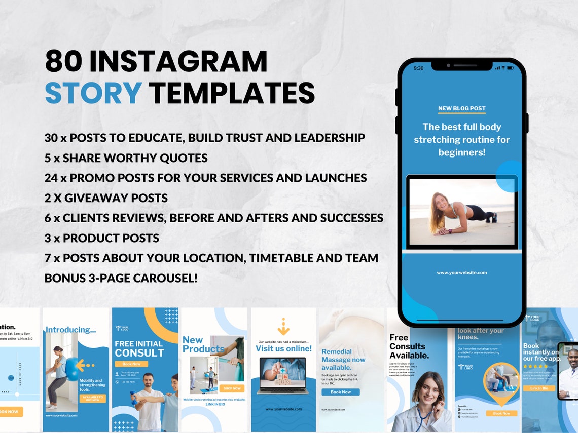Physio Templates BUNDLE 289 Canva Templates Social Media - Etsy