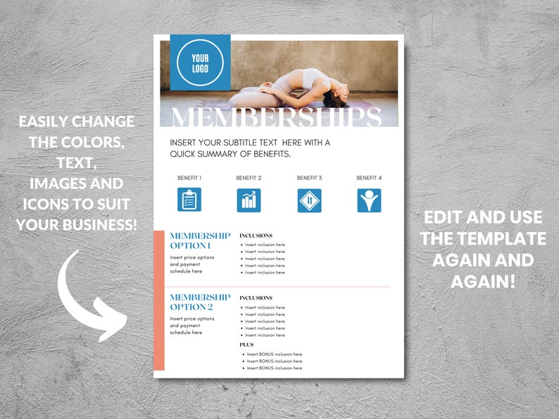 Simple Membership Price List, Services List Canva Templates for Gyms ...