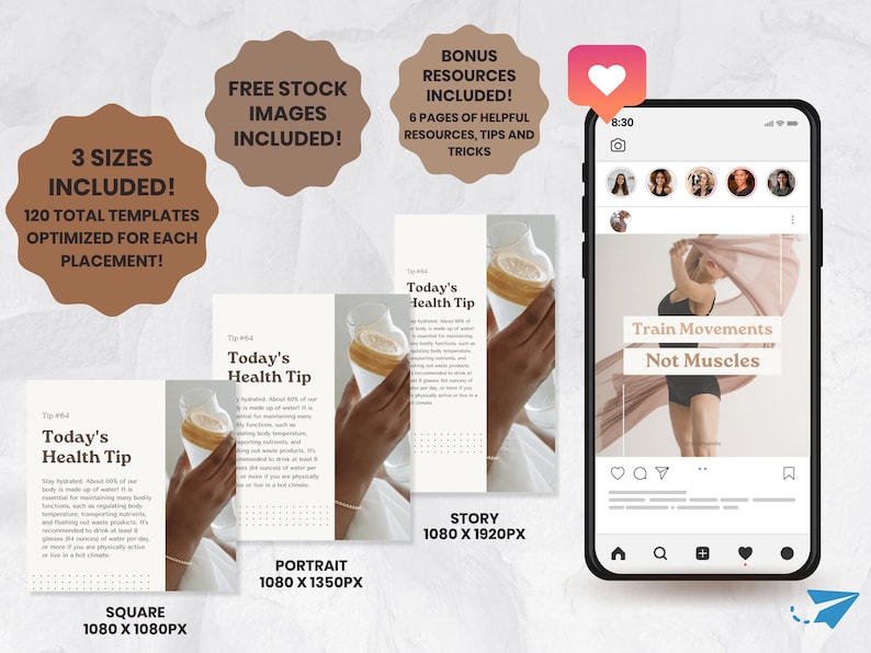 Physio Instagram Template [40] Canva Template Neutral Social Media ...
