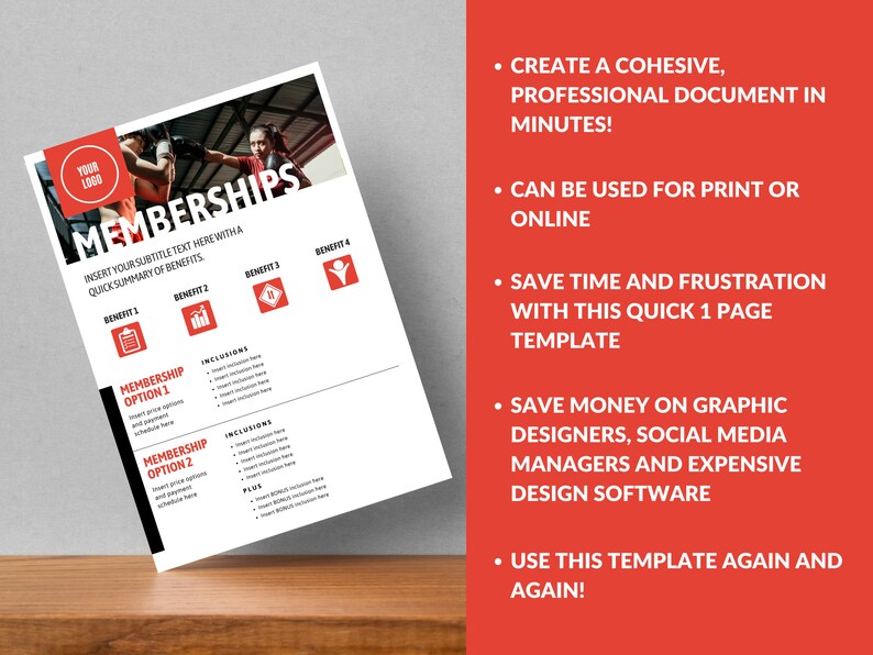 Simple Membership Price List Services List Canva Templates - Etsy