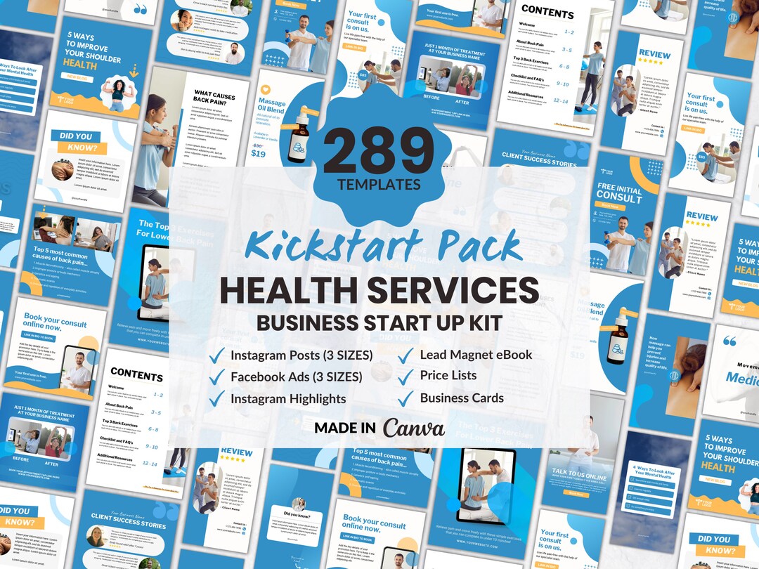 Physio Templates BUNDLE 289 Canva Templates - Social Media Marketing ...
