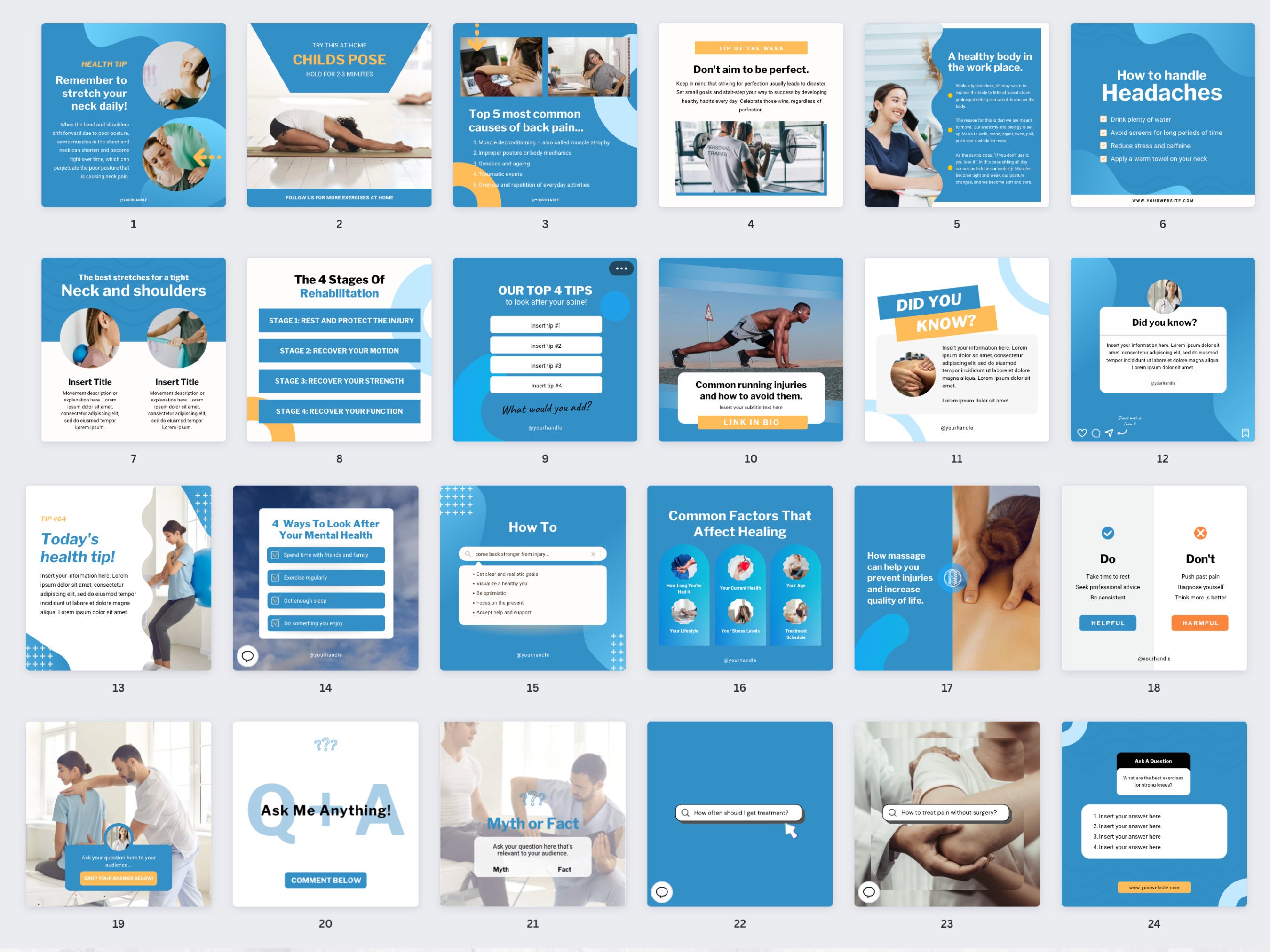 Physio Instagram Template Social Media Canva Templates Posts - Etsy