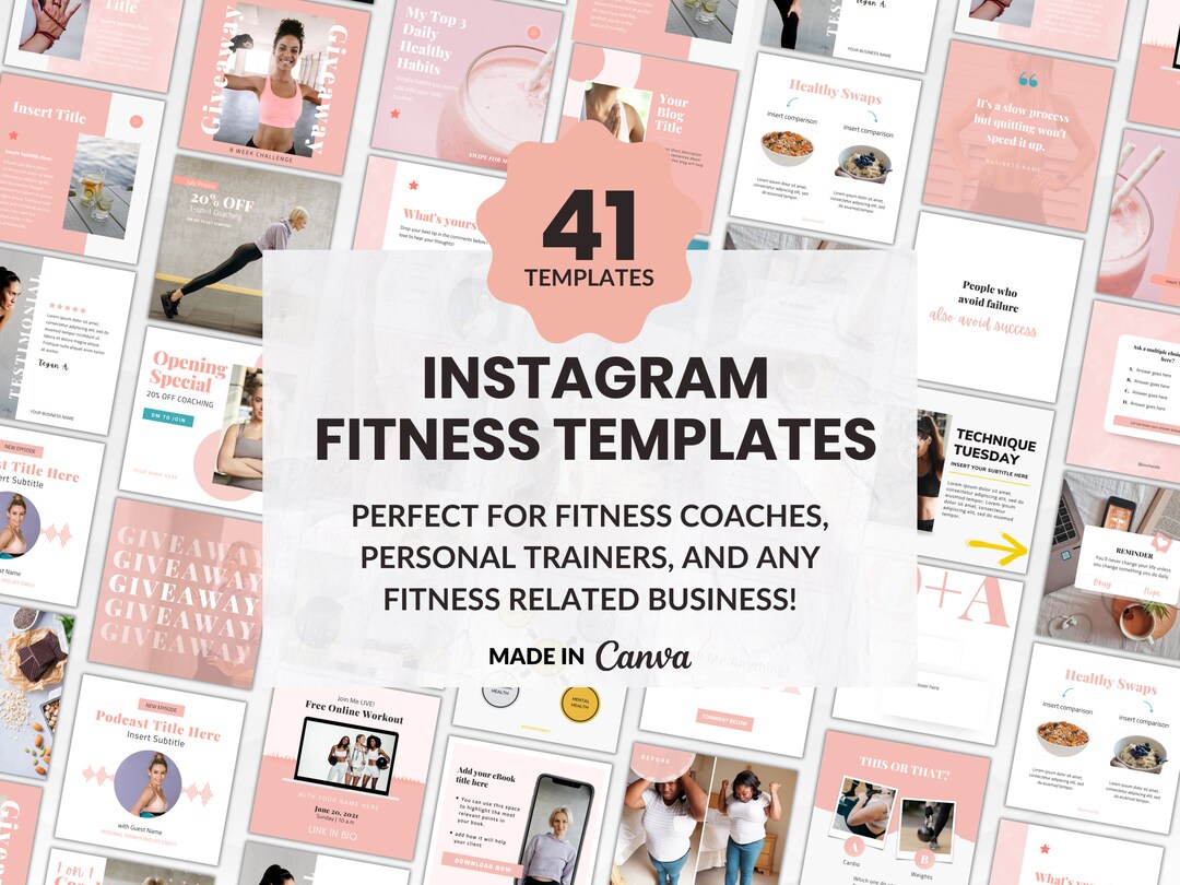 Fitness Coach Instagram Template Canva Social Media Templates for ...