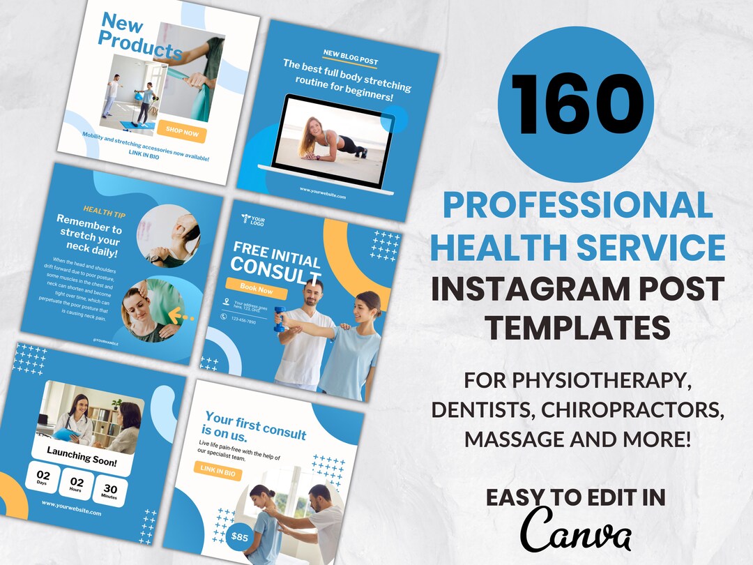 Physio Instagram Template Social Media Canva Templates Posts for ...