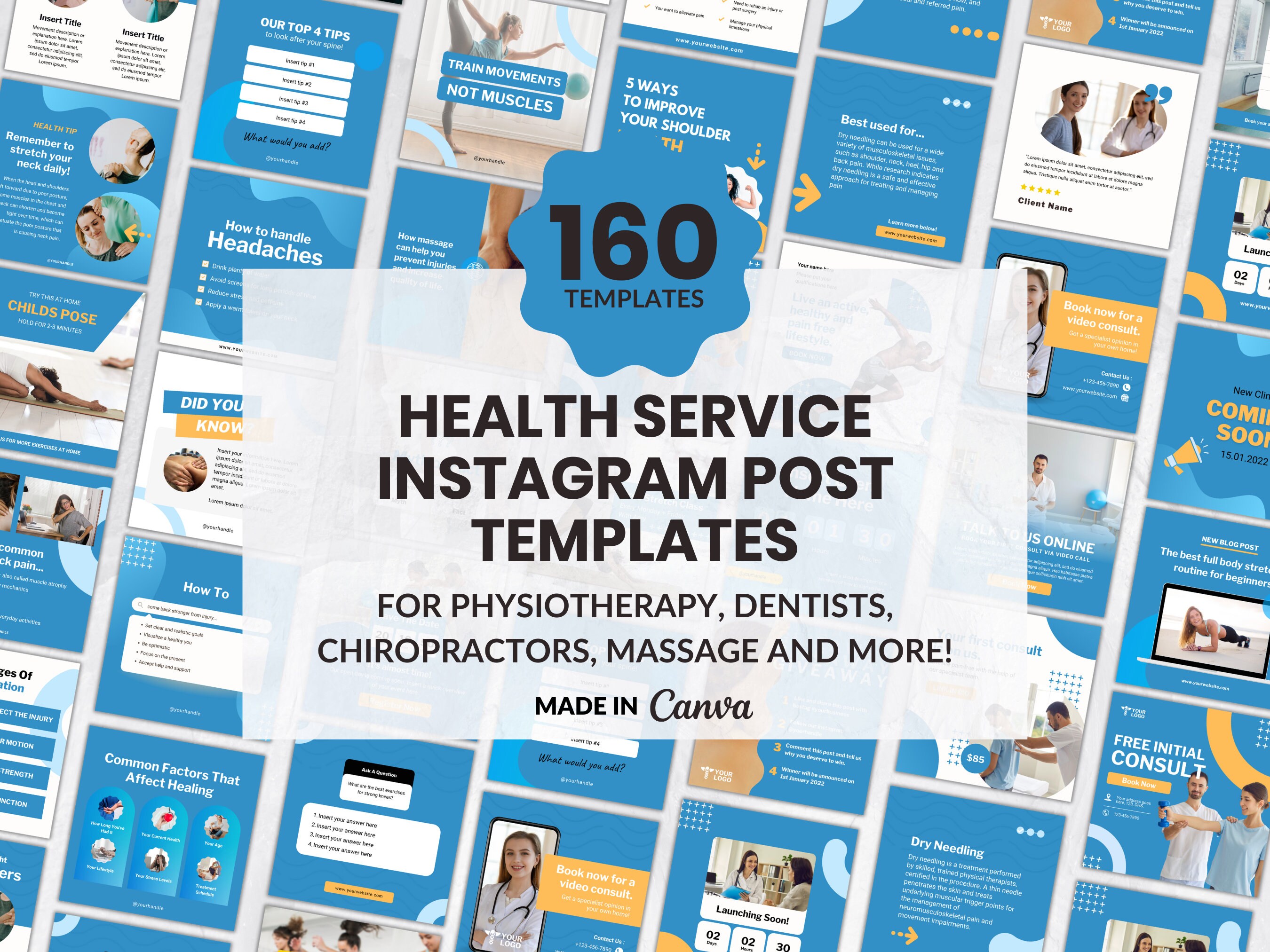 Physio Instagram Template Social Media Canva Templates Posts for ...