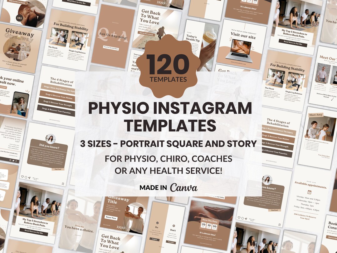 Physio Instagram Template [40] Canva Template Neutral Social Media ...