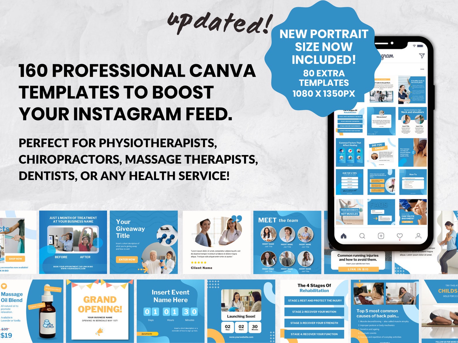 Physio Instagram Template Social Media Canva Templates Posts for ...