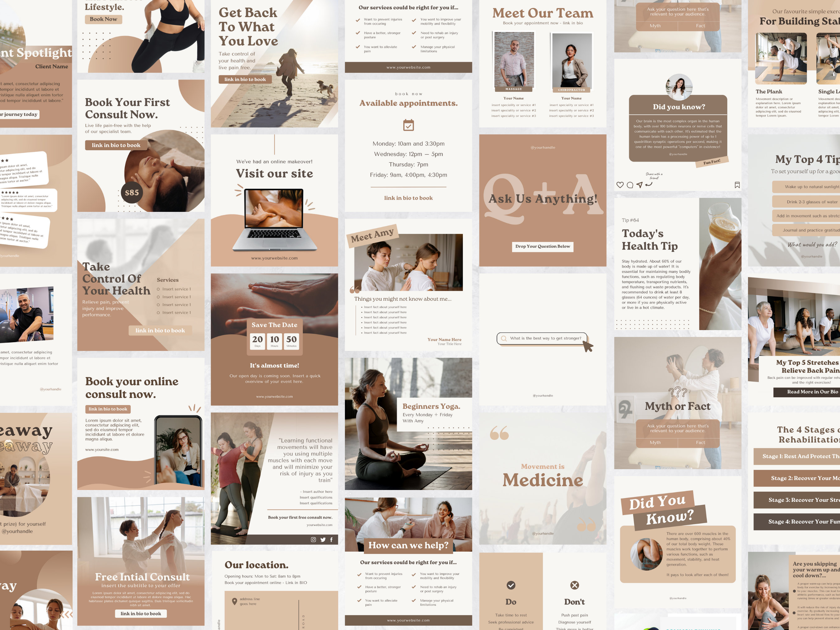 Physio Instagram Template 40 Canva Template Neutral Social Media ...