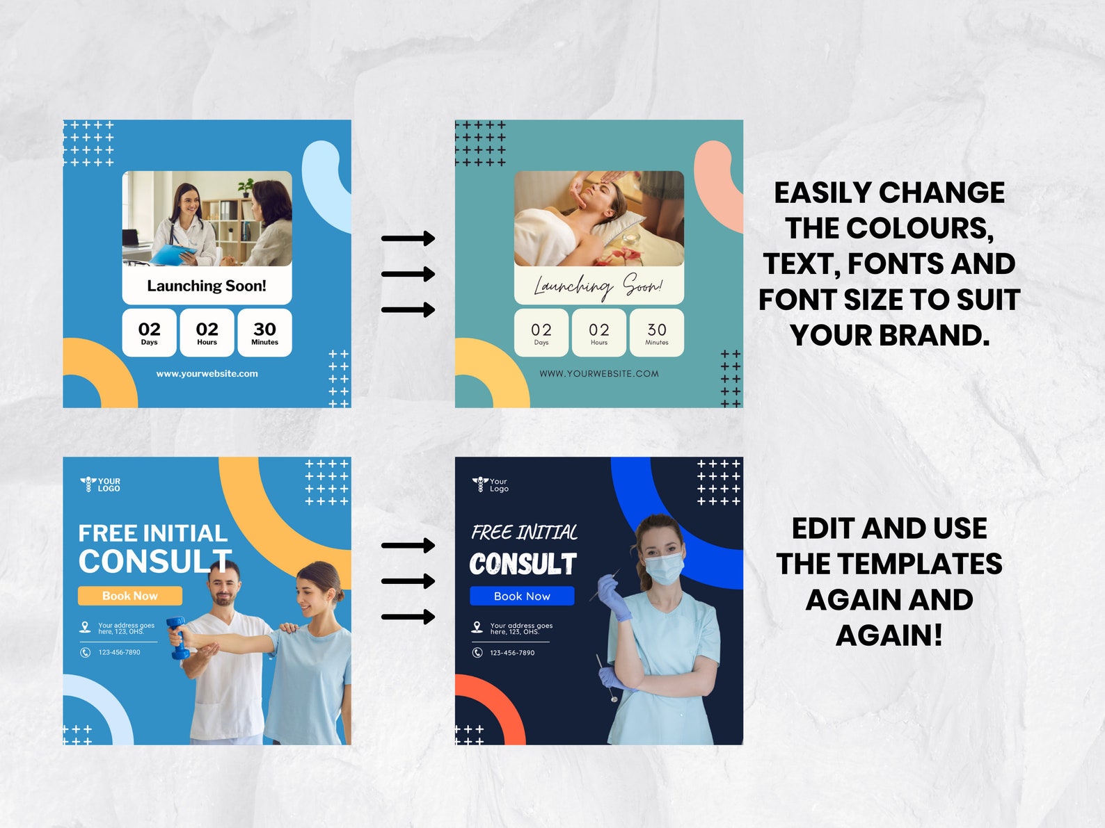 Physio Instagram Template Social Media Canva Templates Posts - Etsy