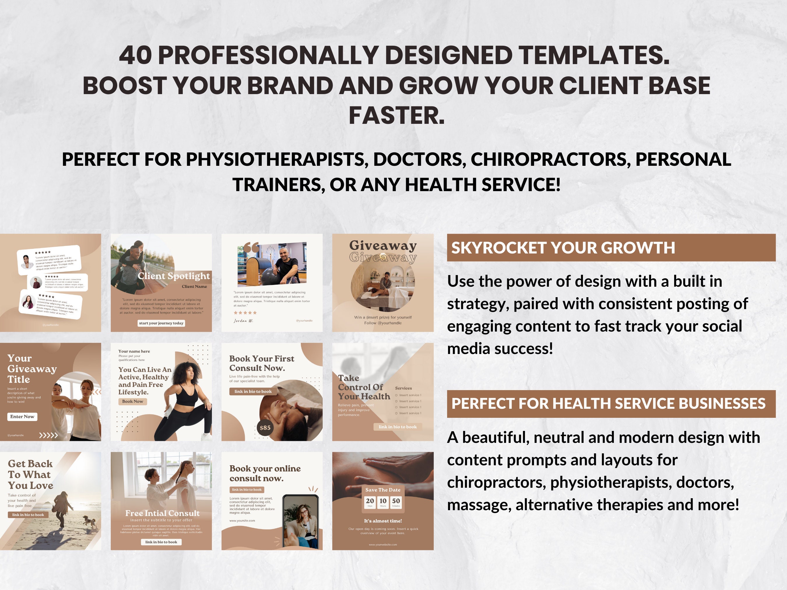 Physio Instagram Template [40] Canva Template Neutral Social Media ...