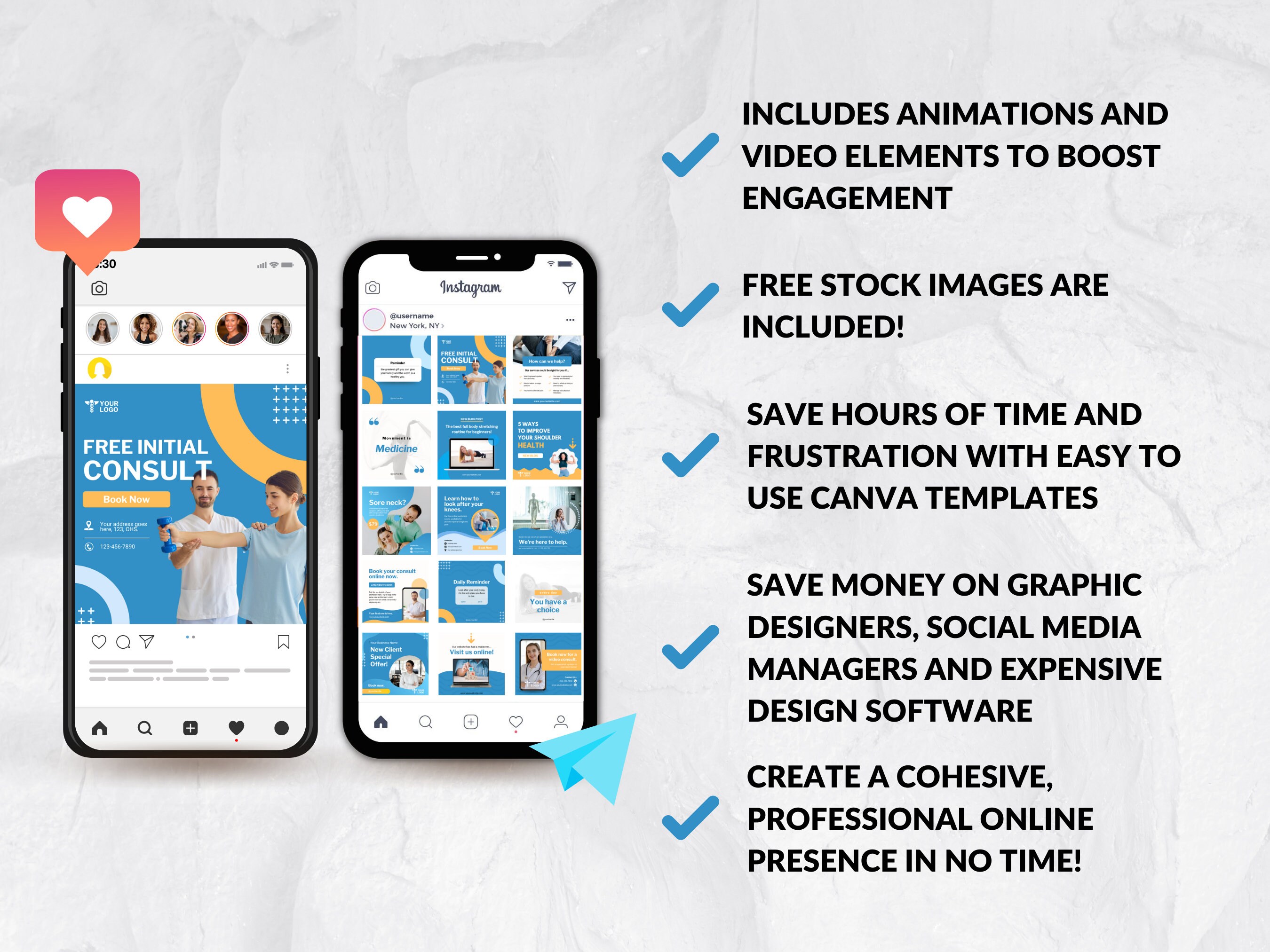 Physio Instagram Template Social Media Canva Templates Posts - Etsy